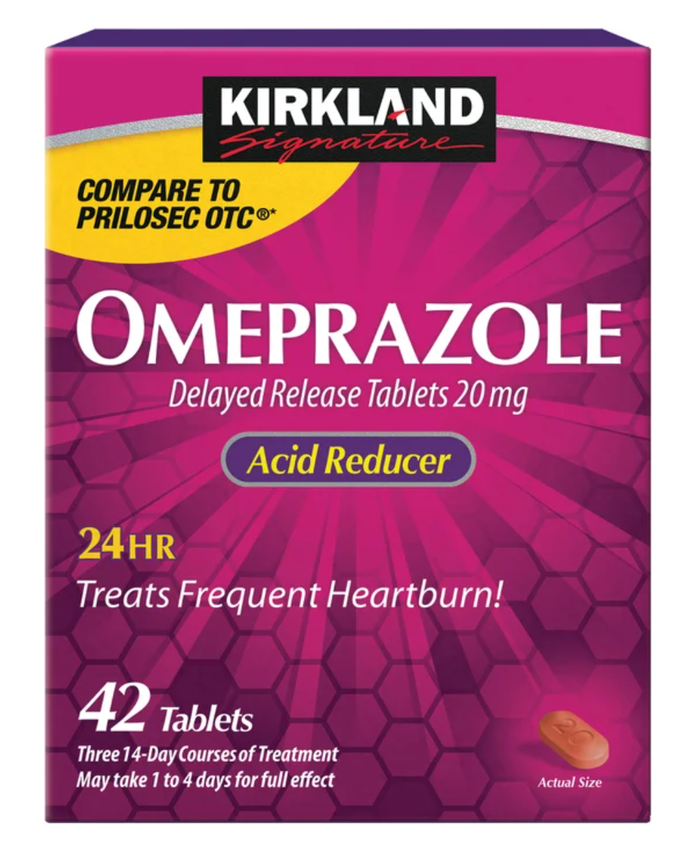 Kirkland Signature 42ct OTC Omeprazole 20 mg Delayed-Release Tablets ...