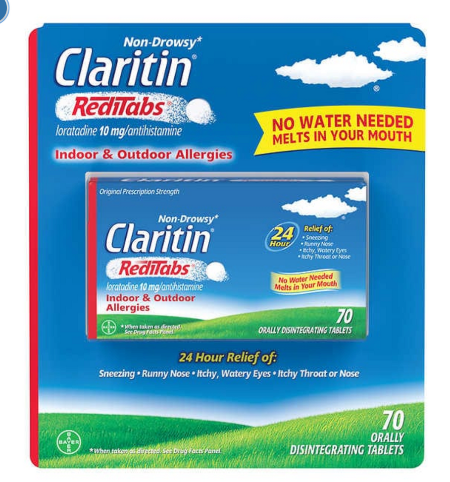 Claritin RediTabs,70 Disintegrating Tablets 10 mg. 24 Hour Non-Drowsy ...